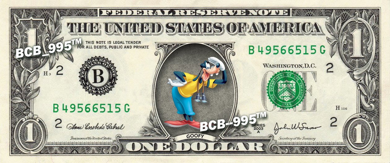 Disney's Goofy on REAL Dollar Bill - Collectible Cash Money