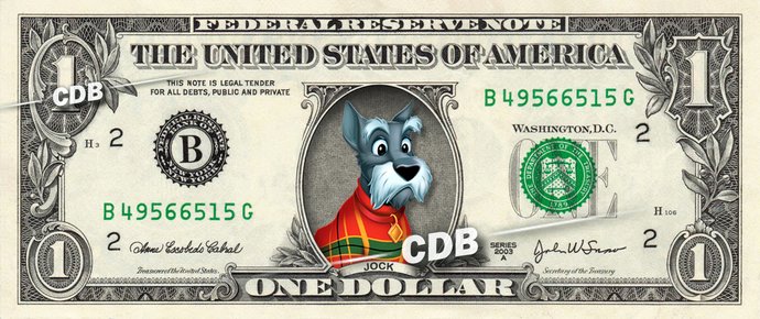 JOCK - Lady and the Tramp on REAL Dollar Bill Disney Cash Money ...