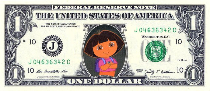Dora the Explorer on REAL Dollar Bill Disney Cash Money Memorabilia ...