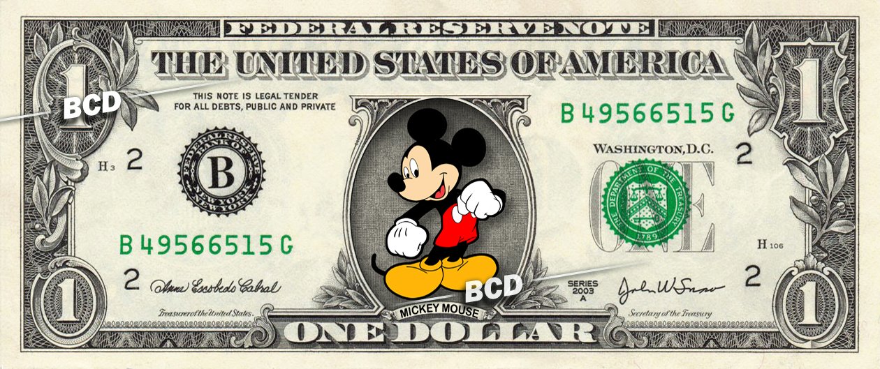 MICKEY MOUSE on REAL Dollar Bill Disney Cash Money Memorabilia ...