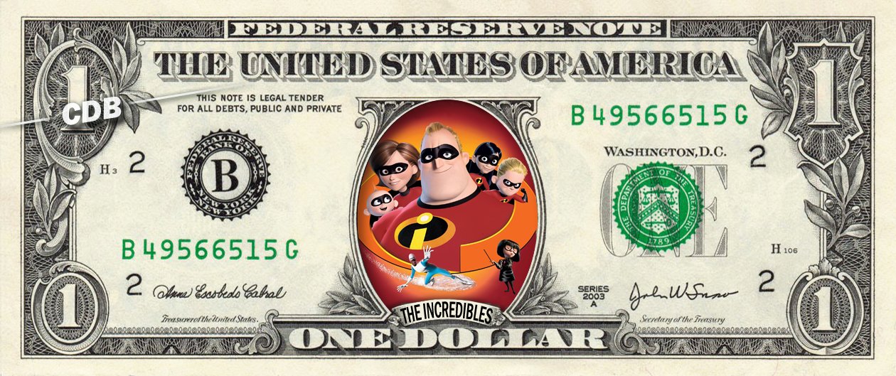 THE INCREDIBLES - REAL Dollar Bill Disney Cash Money Memorabilia ...