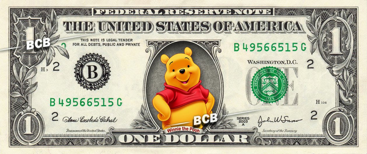 WINNIE POOH - REAL Dollar Bill Disney Cash Money Memorabilia ...