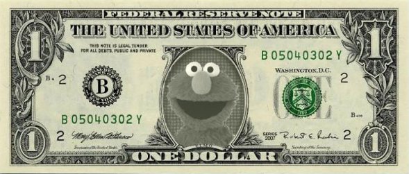 ELMO Sesame Street on REAL Dollar Bill Cash Money Memorabilia ...