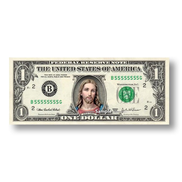 JESUS on a REAL Dollar Bill Cash Money Memorabilia Collectible ...