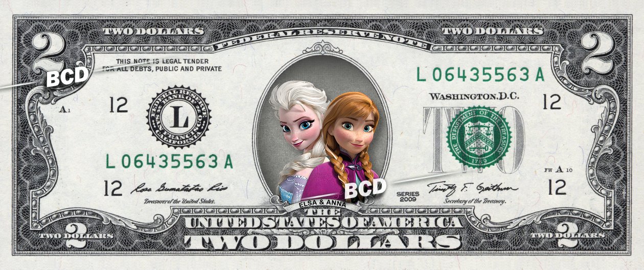 Elsa & Anna Frozen - Real $2 Dollar Bill Disney Cash Money Collectible ...