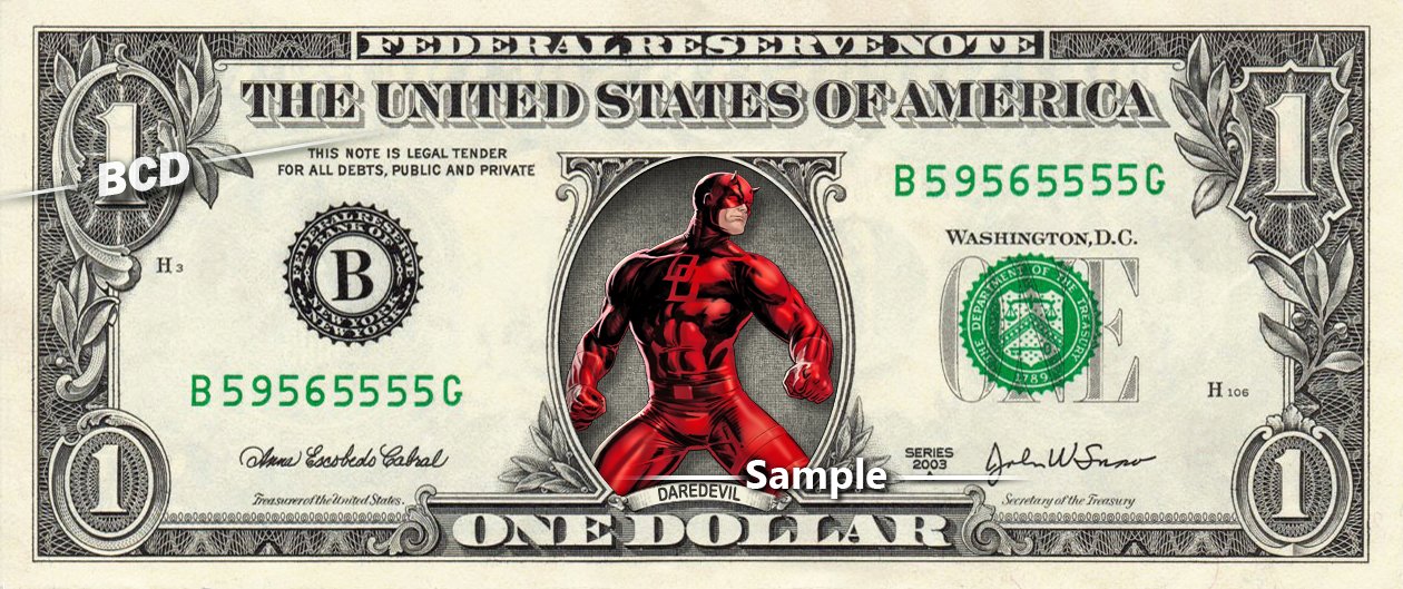DareDevil Marvel - Real Dollar Bill Cash Money Collectible Memorabilia ...