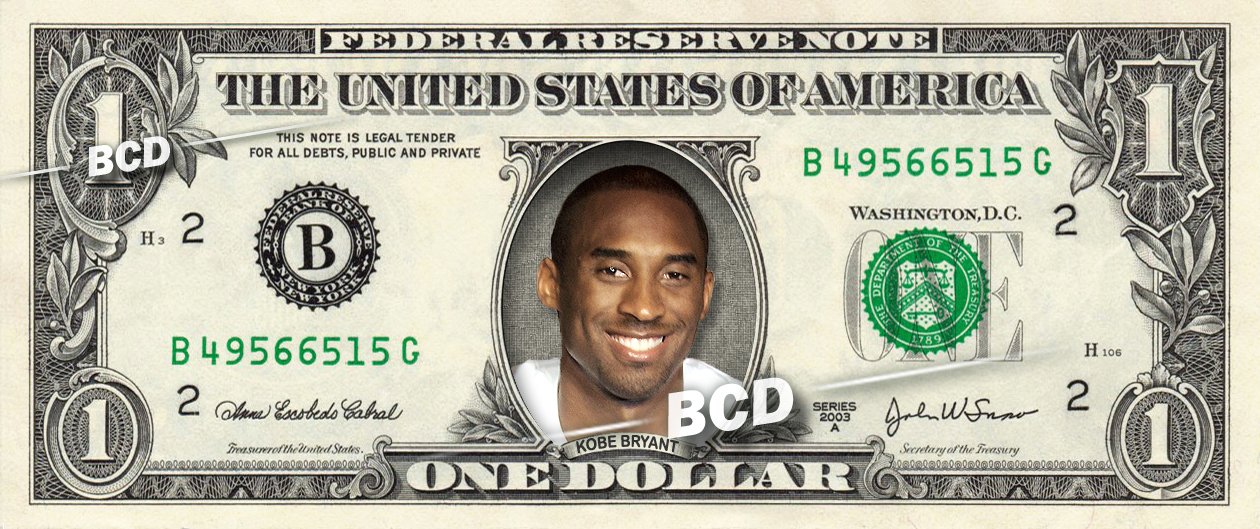 Kobe Bryant On A Real Dollar Bill Money Cash Memorabilia Collectible