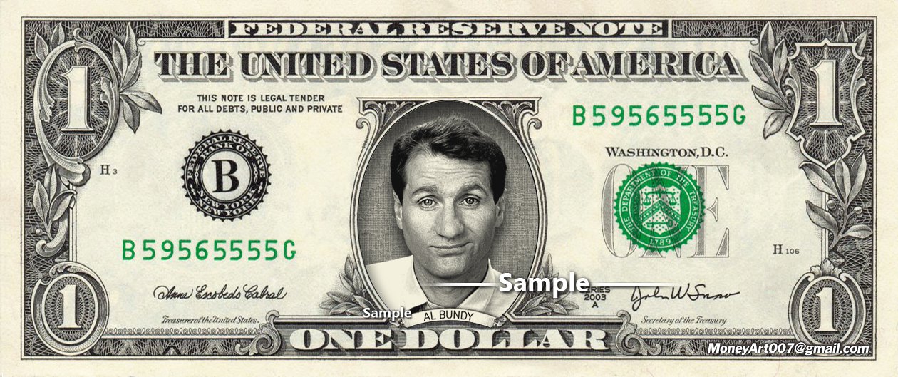 AL BUNDY on a REAL Dollar Bill Cash Money Collectible Memorabilia Celebrity