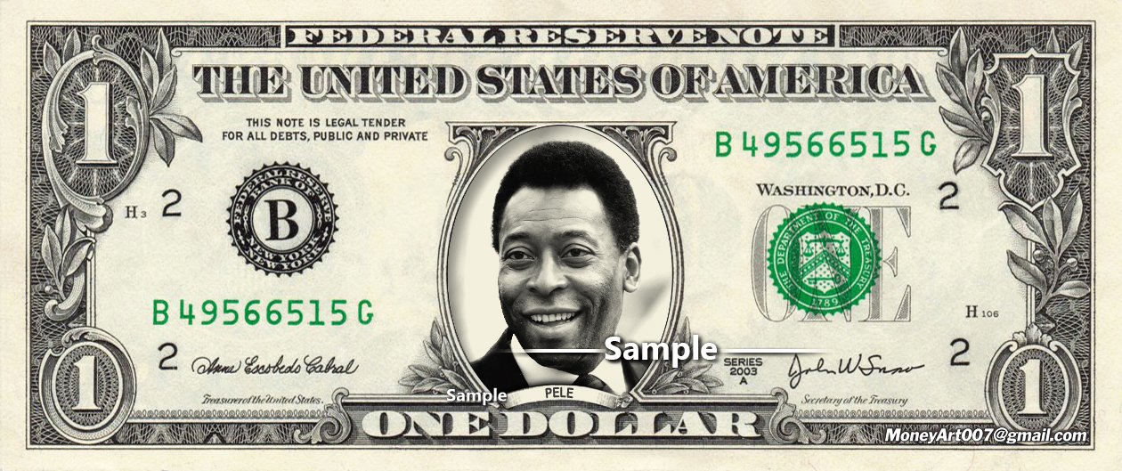 PELE on REAL Dollar Bill Collectible Celebrity Cash Memorabilia Money ...