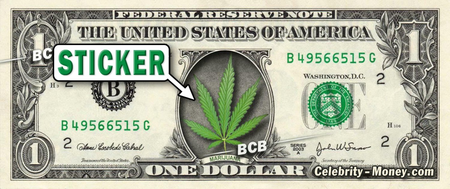 MARIJUANA LEAF on a REAL Dollar Bill Cannabis Cash Money Collectible ...