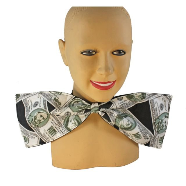 Giant Money Big Bucks Clown Costume Bow Tie