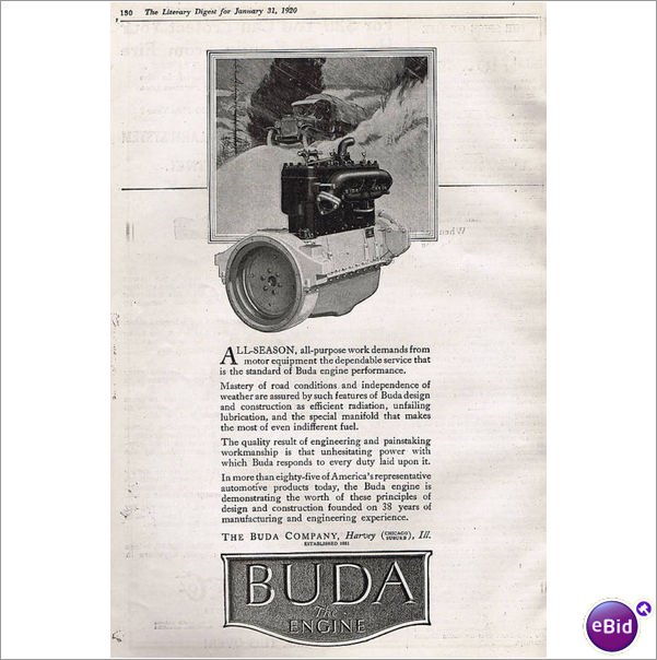 Buda Engine Harvey Illinois 1920 full page ad E120