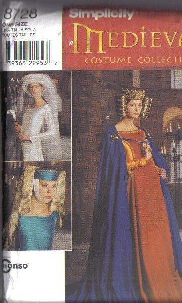Simplicity Sewing Pattern 8728 Medieval Cape Costume with Headpieces ...