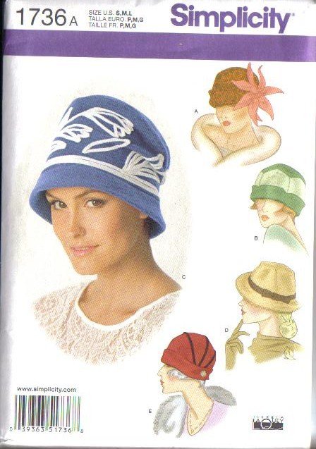Simplicity Sewing Pattern 1736 Assorted Stylish Felt Hats Size S M L Retro
