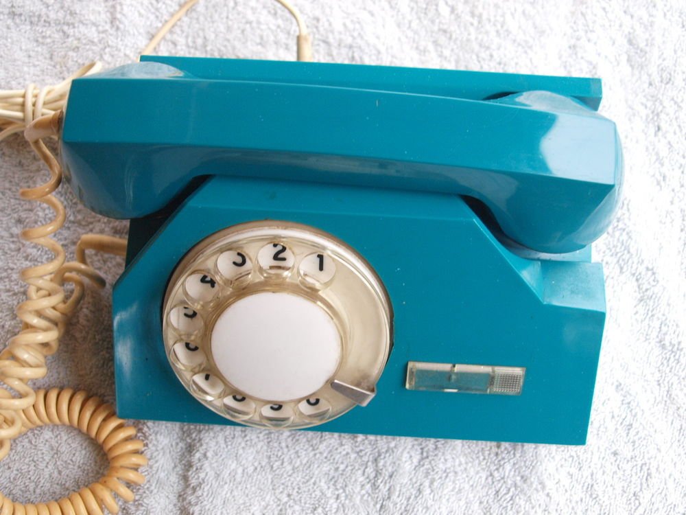 VINTAGE SOVIET USSR RUSSIAN ROTARY DIAL PHONE TA 72 BLUE COLOR