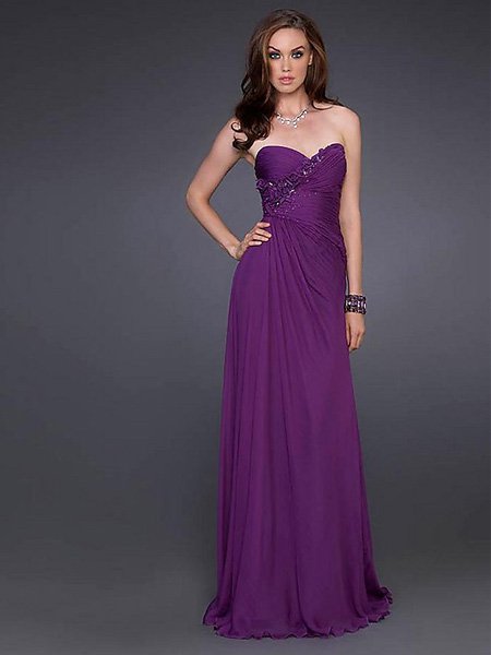 Purple Strapless Sweetheart Evening Dresses Prom Formal Party Gowns1204