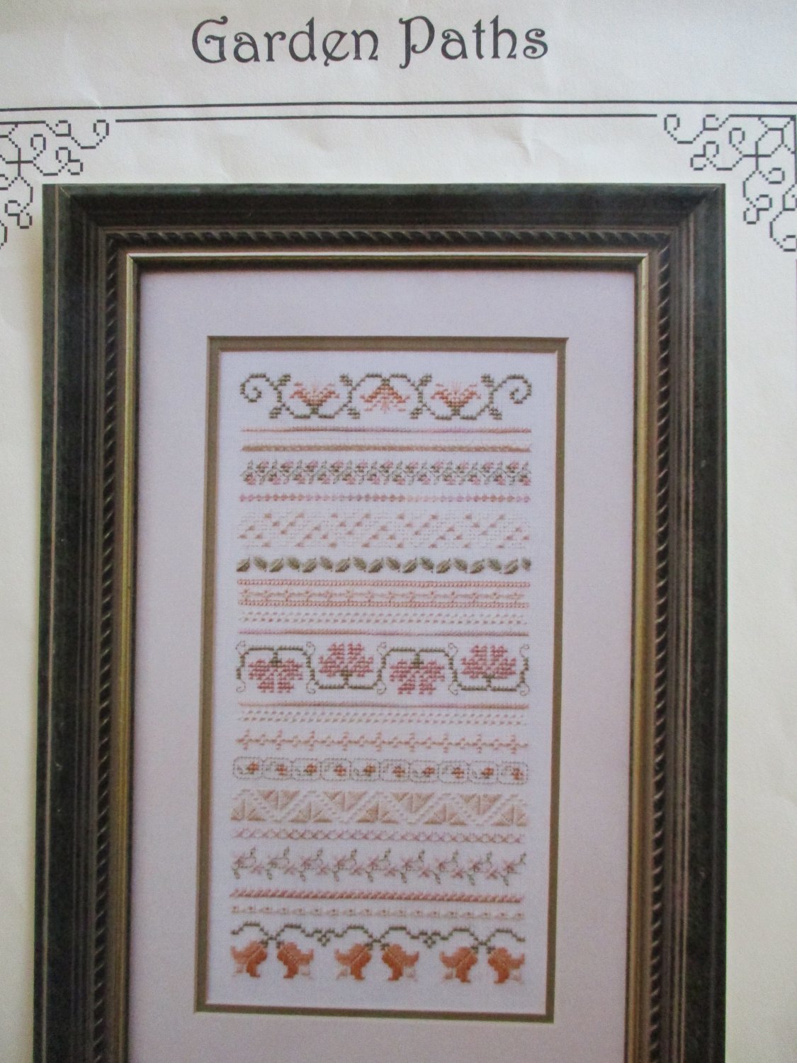 Lot of 4 Cross Stitch Band Samplers- Acorns, Garden Paths, Kind Hearts ...