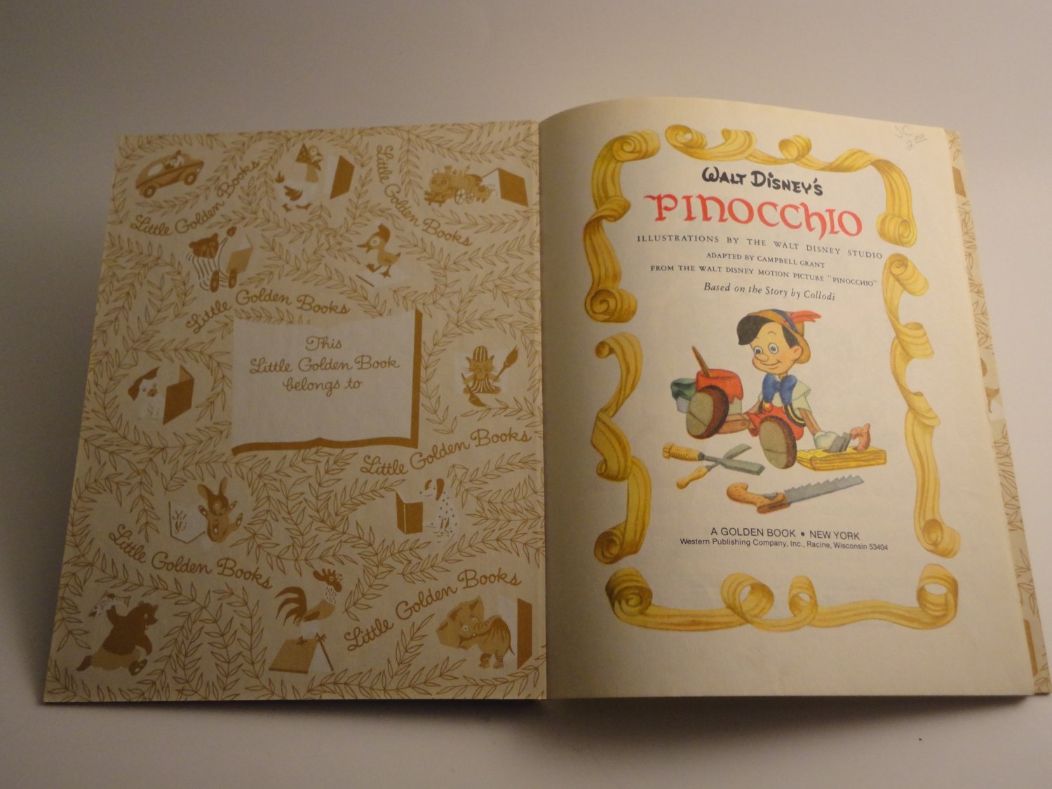 Little Golden Book "Walt Disney's Pinocchio"; Golden Press