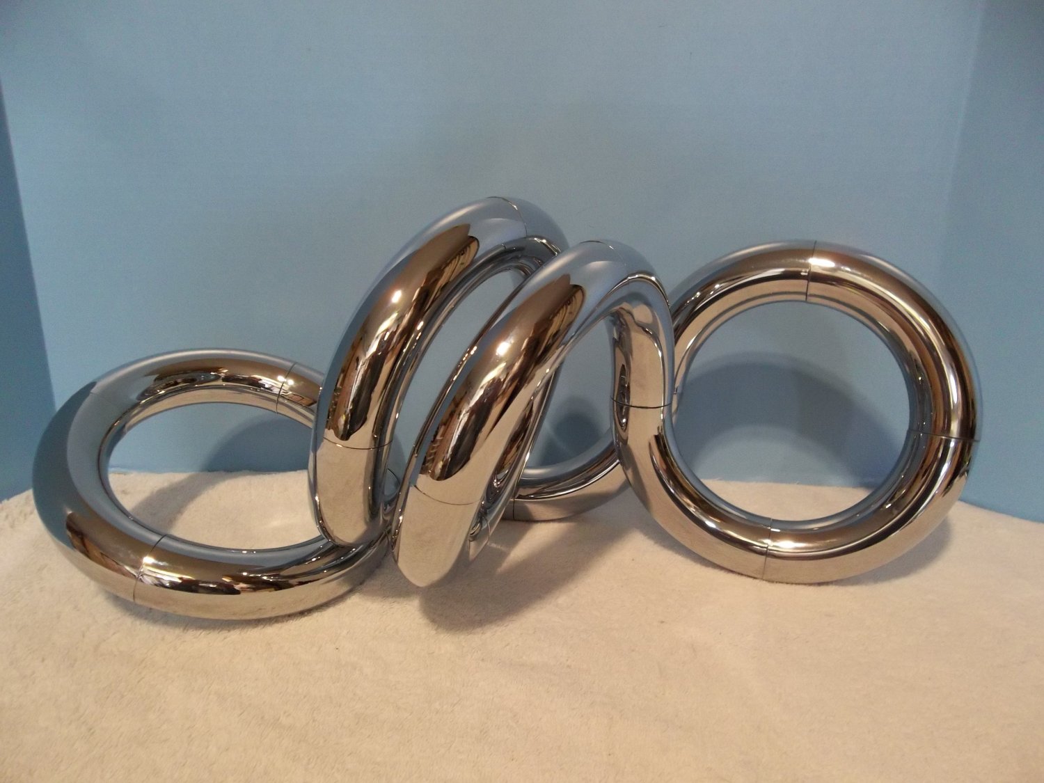 RARE LARGE Vintage Modern Abstract Zawitz CHROME Tangle Toy Sculpture 826