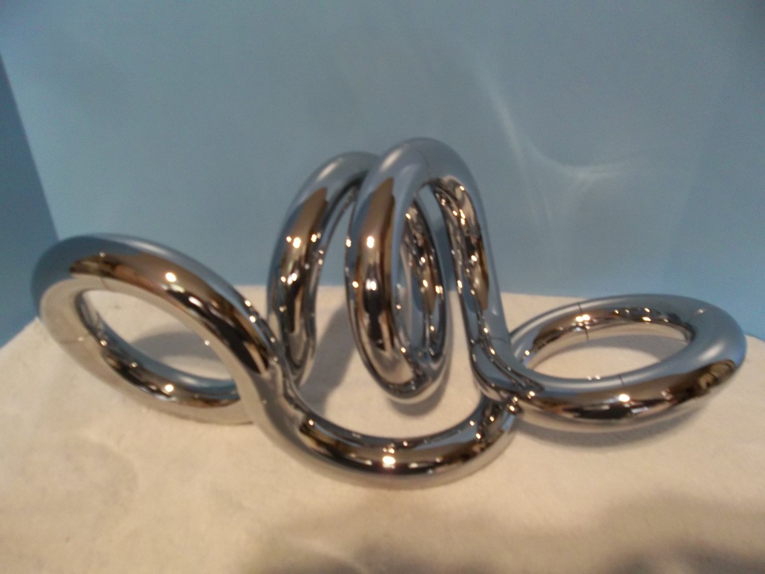 RARE LARGE Vintage Modern Abstract Zawitz CHROME Tangle Toy Sculpture 826