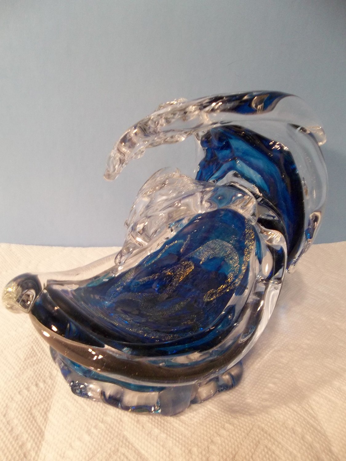 STUNNING Art Glass WAVE TSUNAMI Sculpture Signed David Wight Sculptor 2089