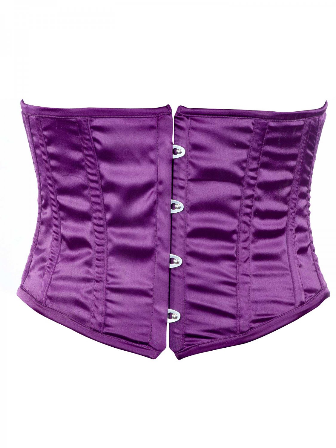 Purple Satin Fabric Steel Boning Underbust Fashion Corset Waist Cincher ...