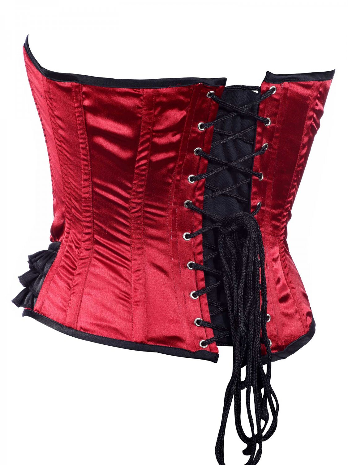 Red Satin Fabric Steel Boning Overbust Fashion Corset Waist Cincher ...