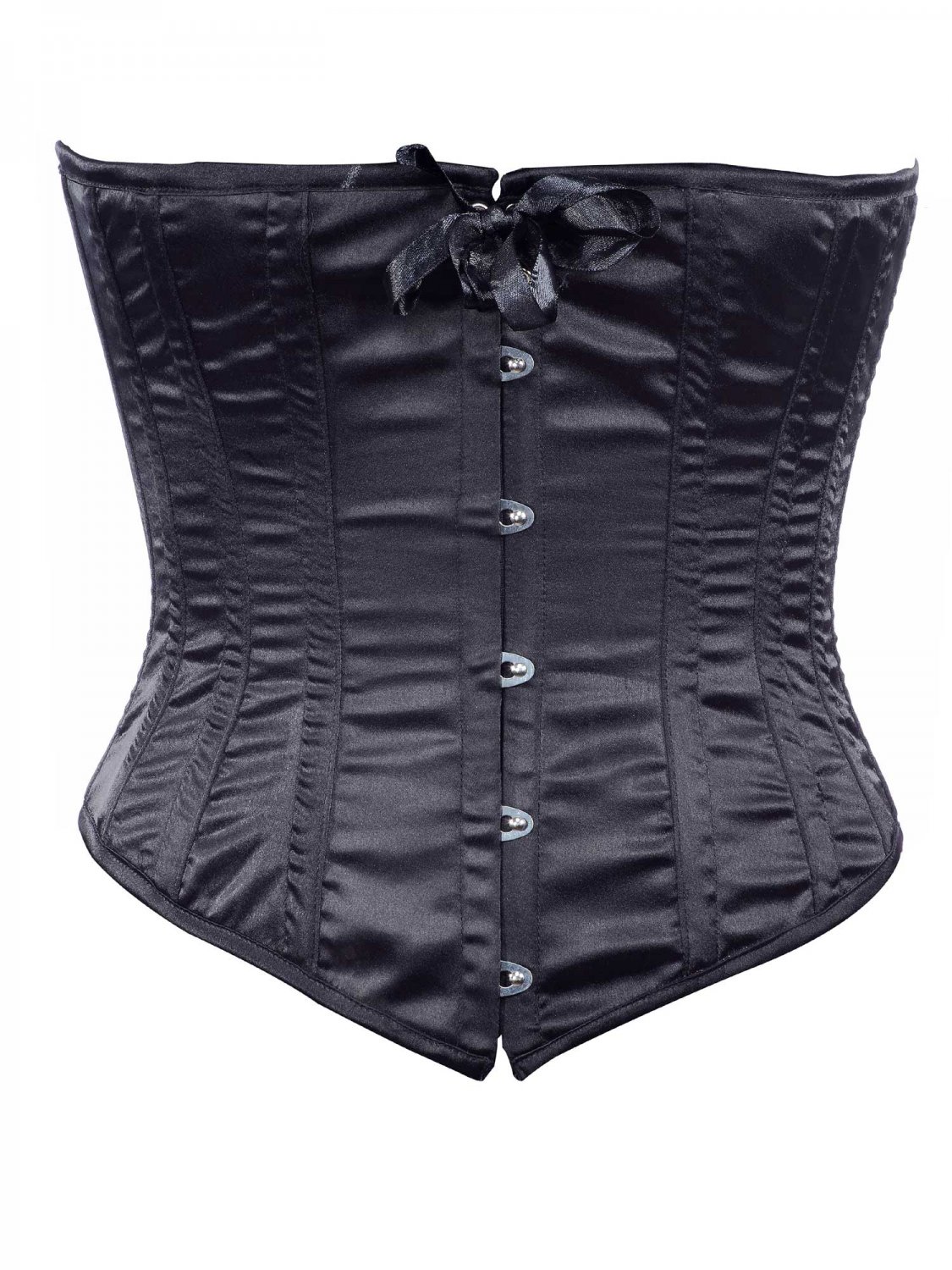 Black Satin Fabric Steel Boning Underbust Fashion Corset Waist Cincher ...