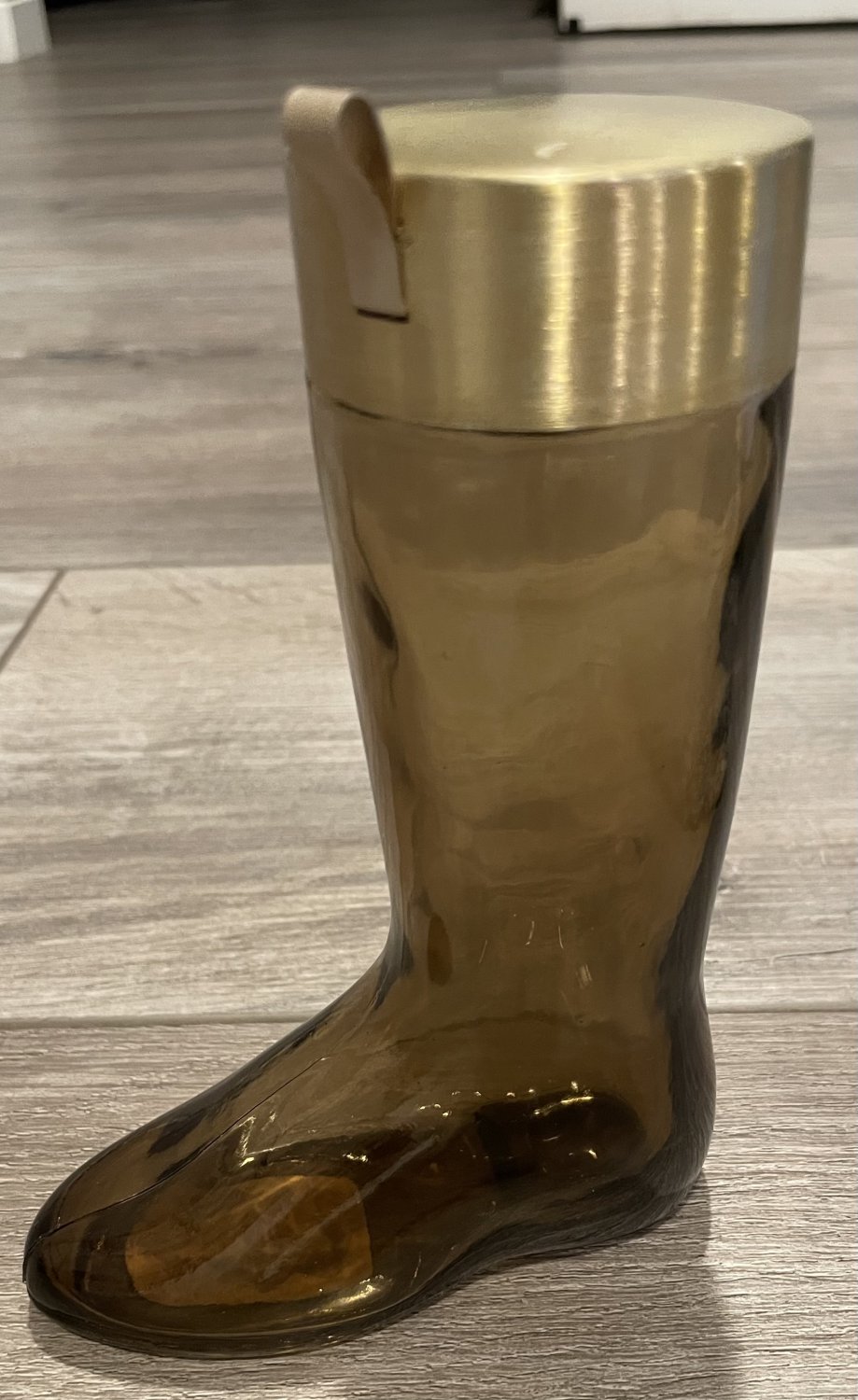 Vintage Avon Perfume Bottle, Dark Brown Glass Boot Bottle with Silver ...