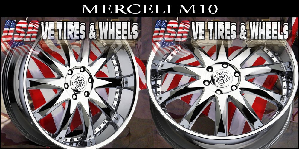 CHROME WHEELS MERCELI M10 24X10 6.139.7 ET+30 CHR CHEVY TAHOE CADILLAC ...