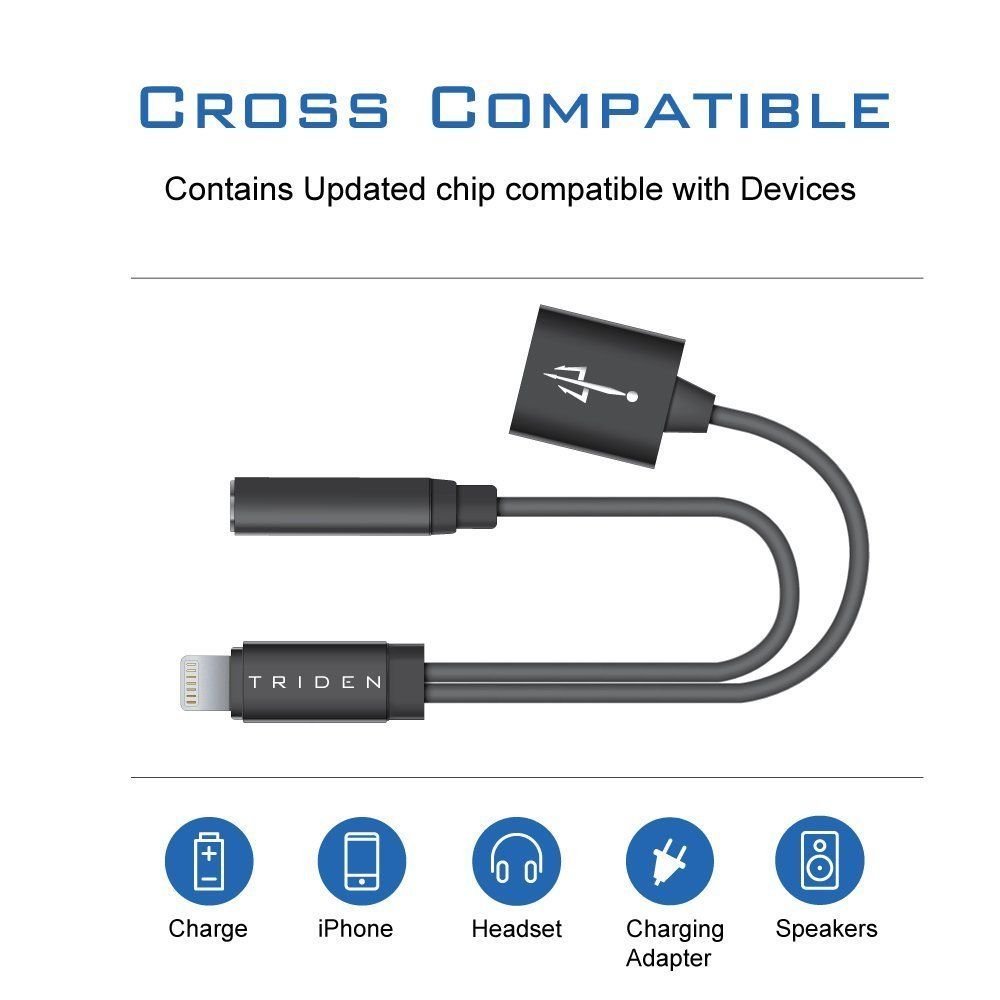 Lightning Splitter adapter Apple iPhone 7 / 7 Plus 2-in-1 Audio ...