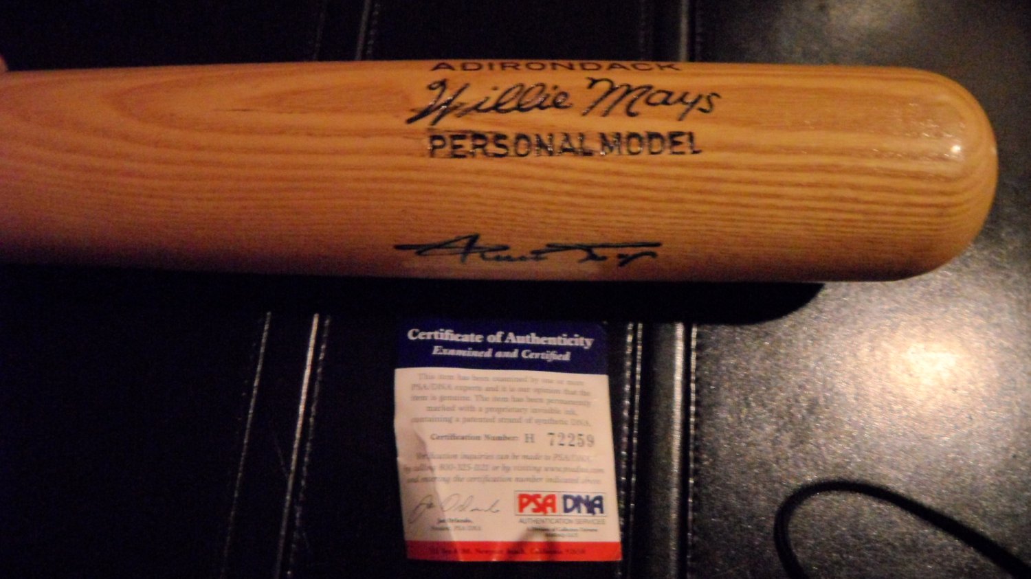 WILLIE MAYS Signed Adirondack Baseball Bat PSA Authenticated