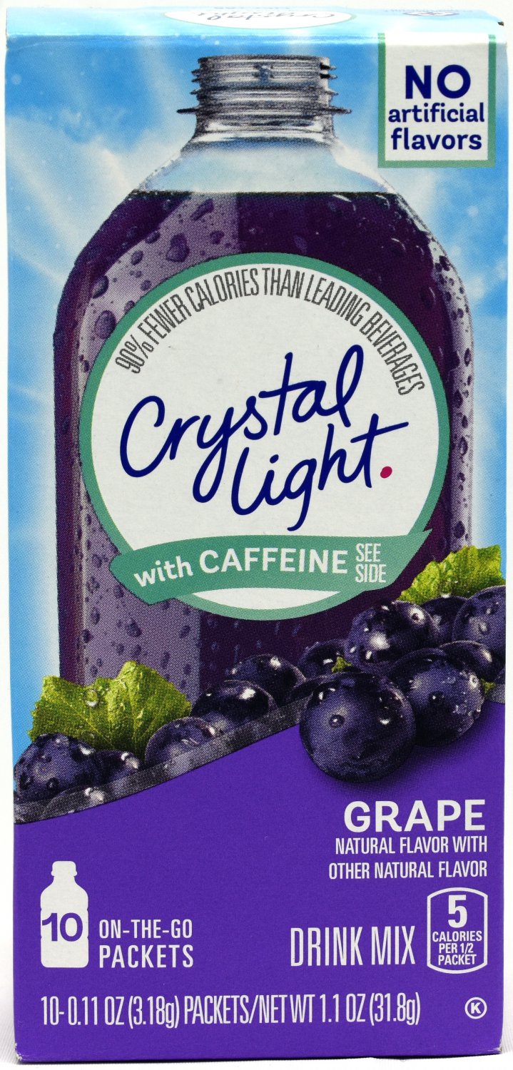 10 10-Packet Boxes Crystal Light Grape With Caffeine On The Go Drink Mix