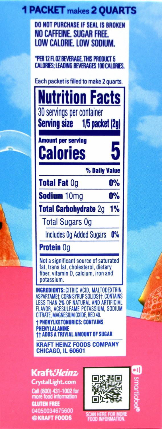 8 12-Quart Boxes Crystal Light Strawberry Watermelon Drink Mix