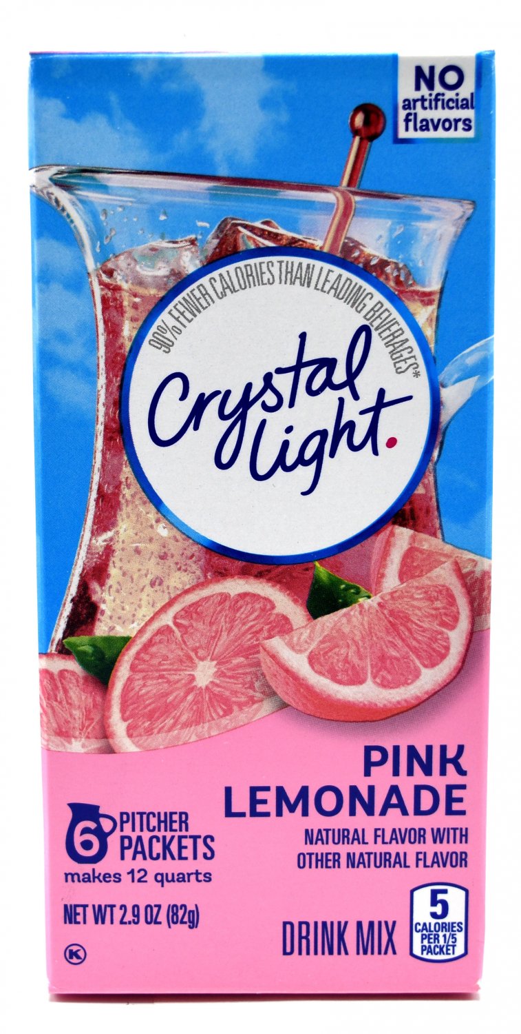 6 12-Quart Boxes Crystal Light Pink Lemonade Drink Mix