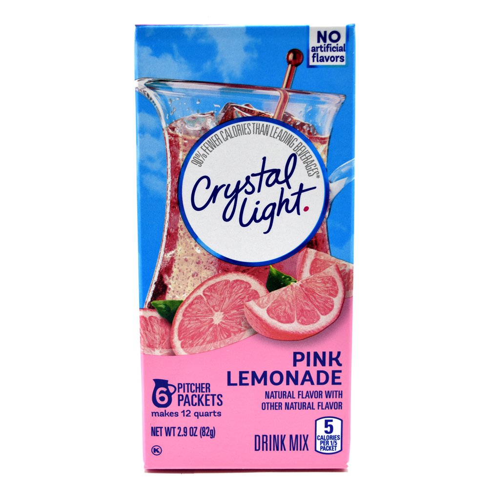8 12-Quart Boxes Crystal Light Pink Lemonade Drink Mix
