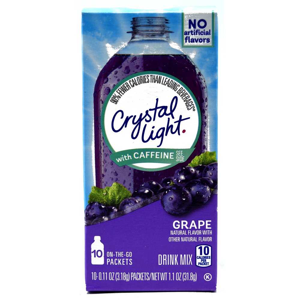 10 10-Packet Boxes Crystal Light Grape With Caffeine On The Go Drink Mix