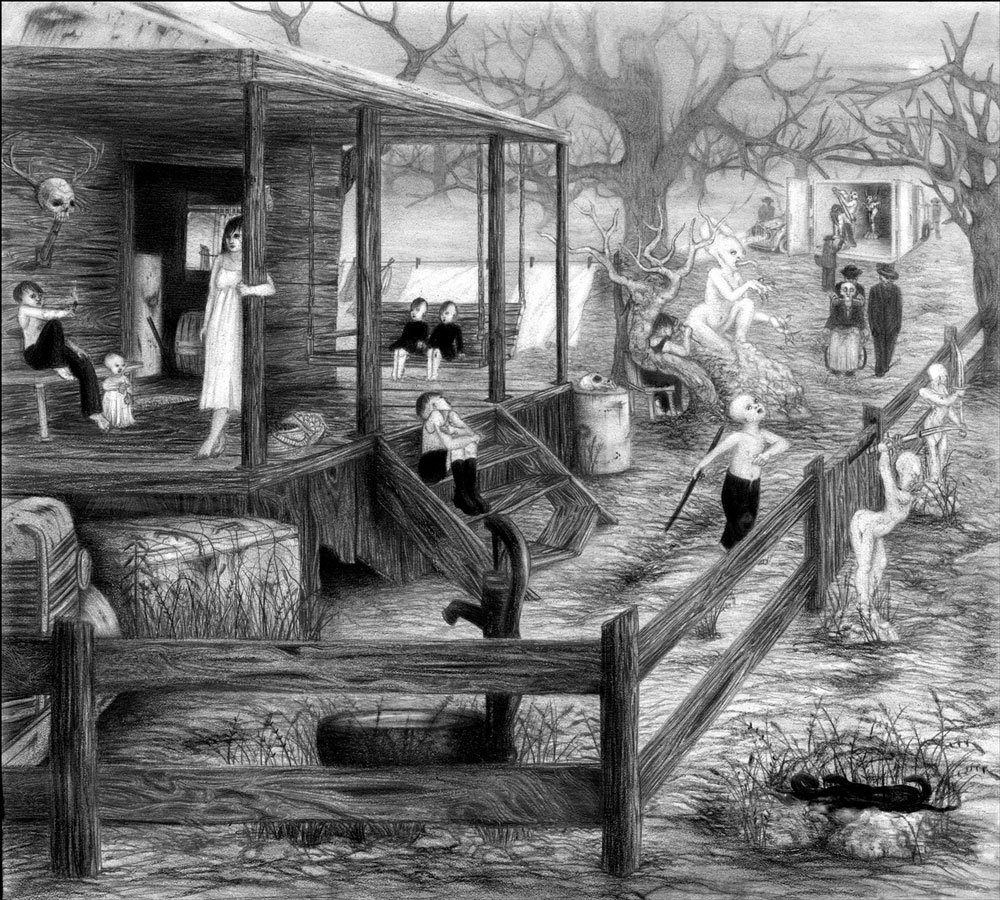 13x19 Signed Art Print: Backwoods family - southern gothic