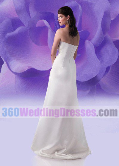 A-Line Strapless No Waist/Princess Seams Long Pleated Satin Cheap ...