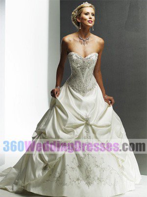 Princess/Ball Gown Sweetheart Basque Waist Satin Corset Wedding Dresses