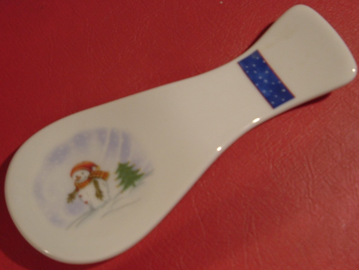 BEAUTIFUL ROYAL NORFOLK PORCELAIN SPOON REST WITH SNOWMEN