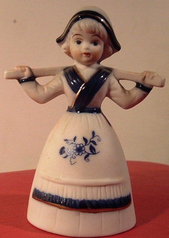 VINTAGE DELFT CERAMIC DUTCH WATER GIRL BELL