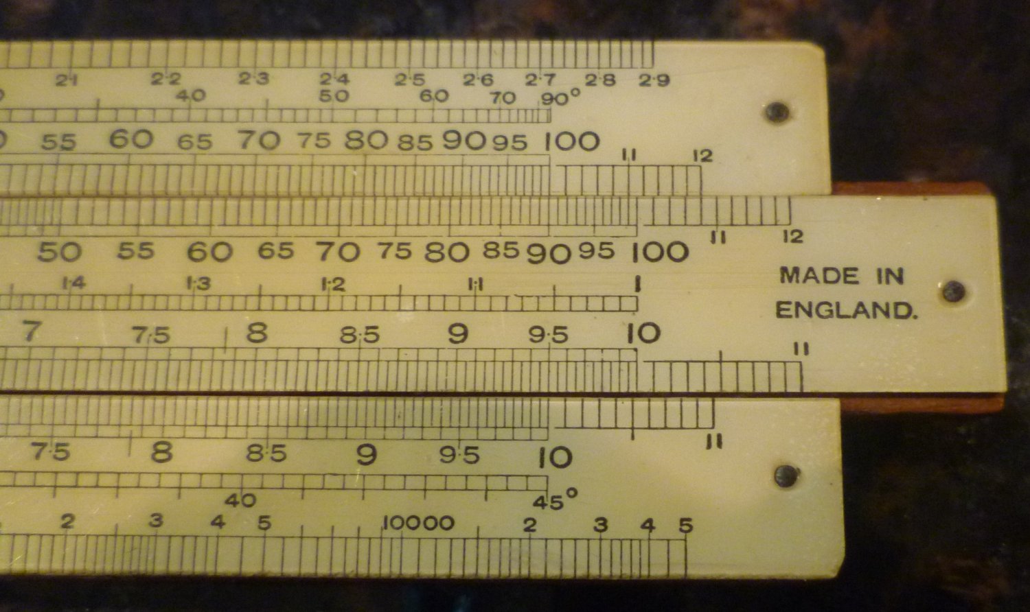 VINTAGE SLIDE RULER "UNIQUE" UNIVERSAL ENGLAND WOOD & PLASTIC