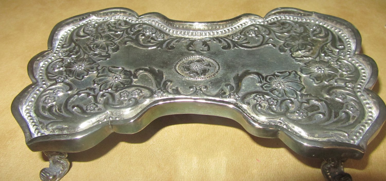 VINTAGE KEYSTONEWARE SILVER PLATED 3 PC SUGAR & CREAMER TRAY/CADDY ...