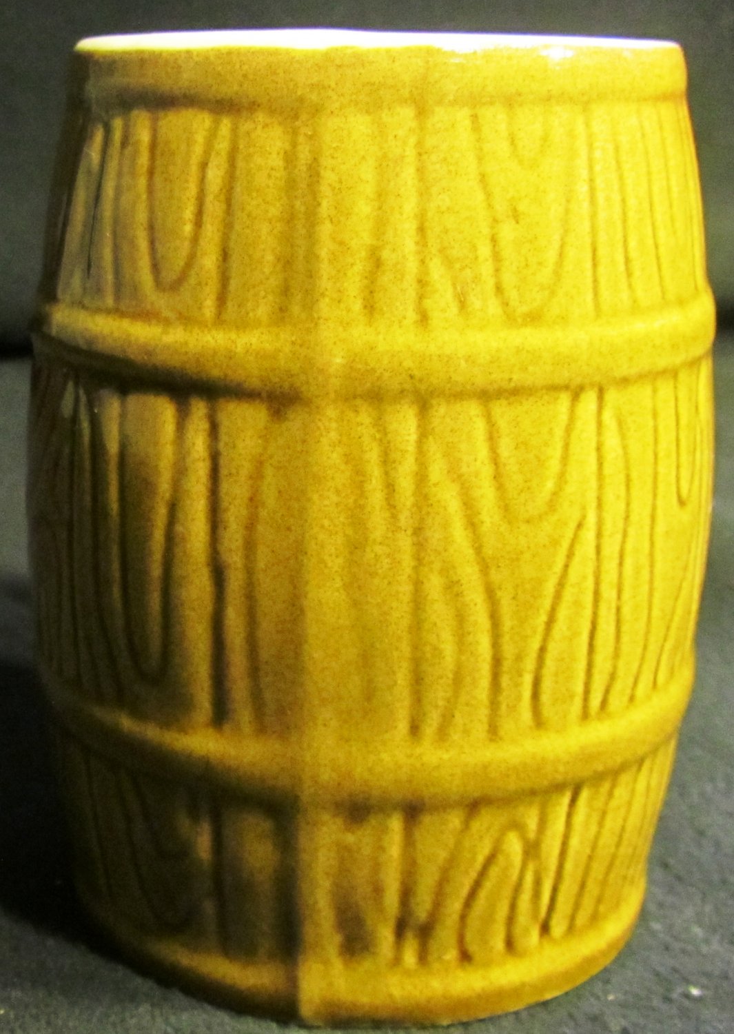 VINTAGE GLAZED CERAMIC BARREL STEIN MUG SMALL