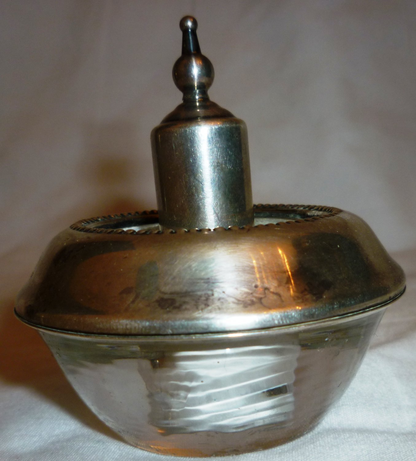 ANTIQUE FRANK M. WHITING STERLING SILVER & GLASS CRYSTAL TABLE LIGHTER