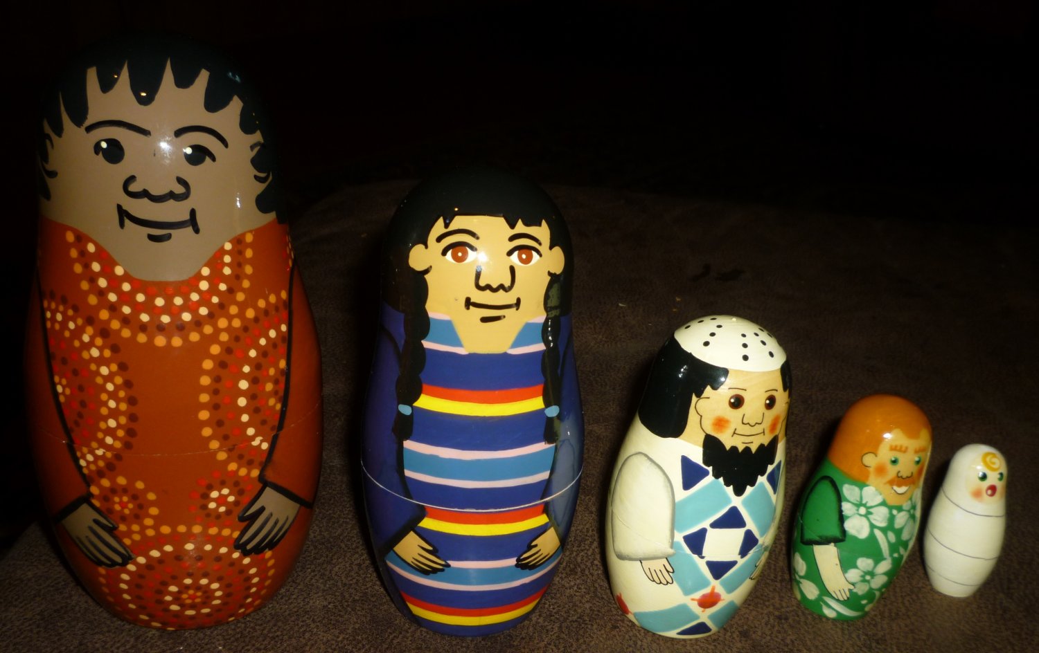 VINTAGE COLLECTIBLE HUMOROUS NESTING DOLLS SET/5 MEN MATRESHKA SIGNED ...