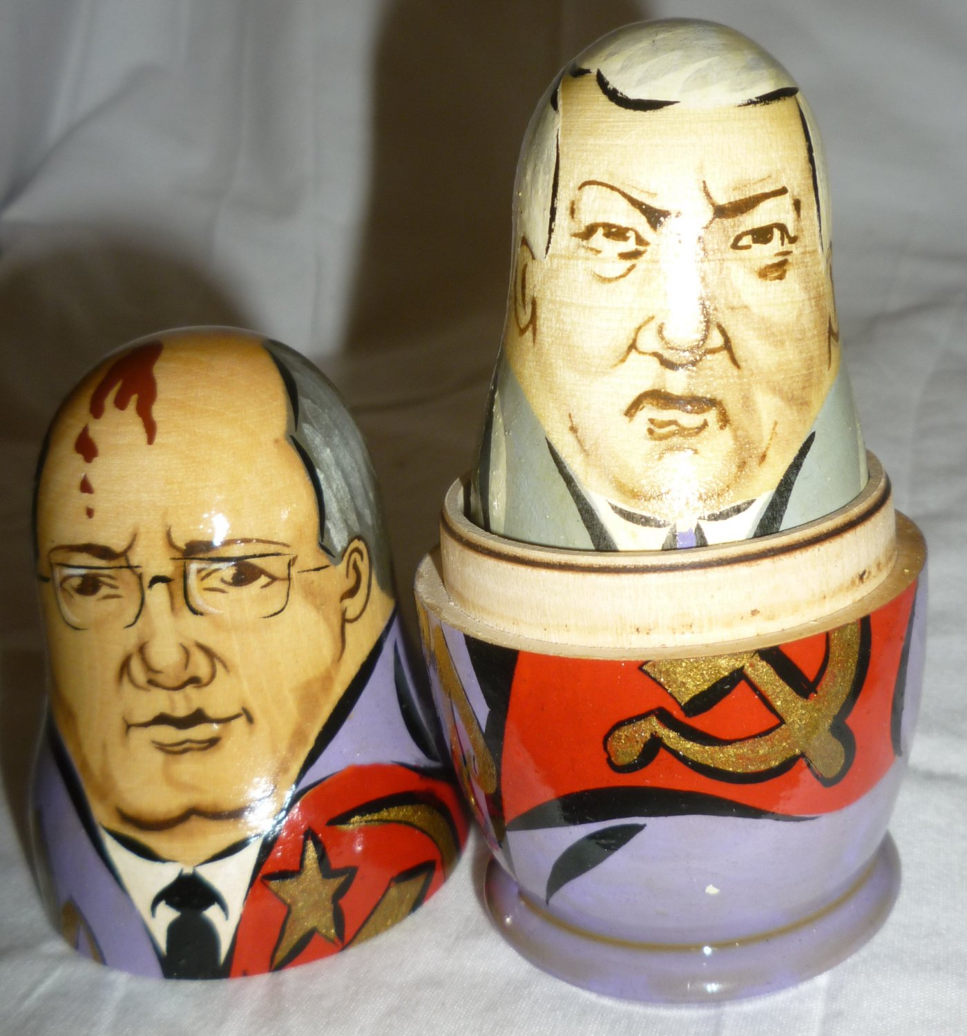 NESTING DOLLS SET/5 USSR RUSSIA LEADERS GORBACHEV YELTSIN BREZHNEV ...