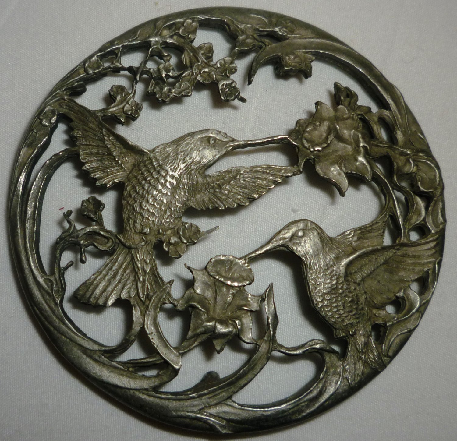 VINTAGE CLEAR GLASS POTPOURRI DISH RAWCLEEFE PEWTER DECORATIVE ...