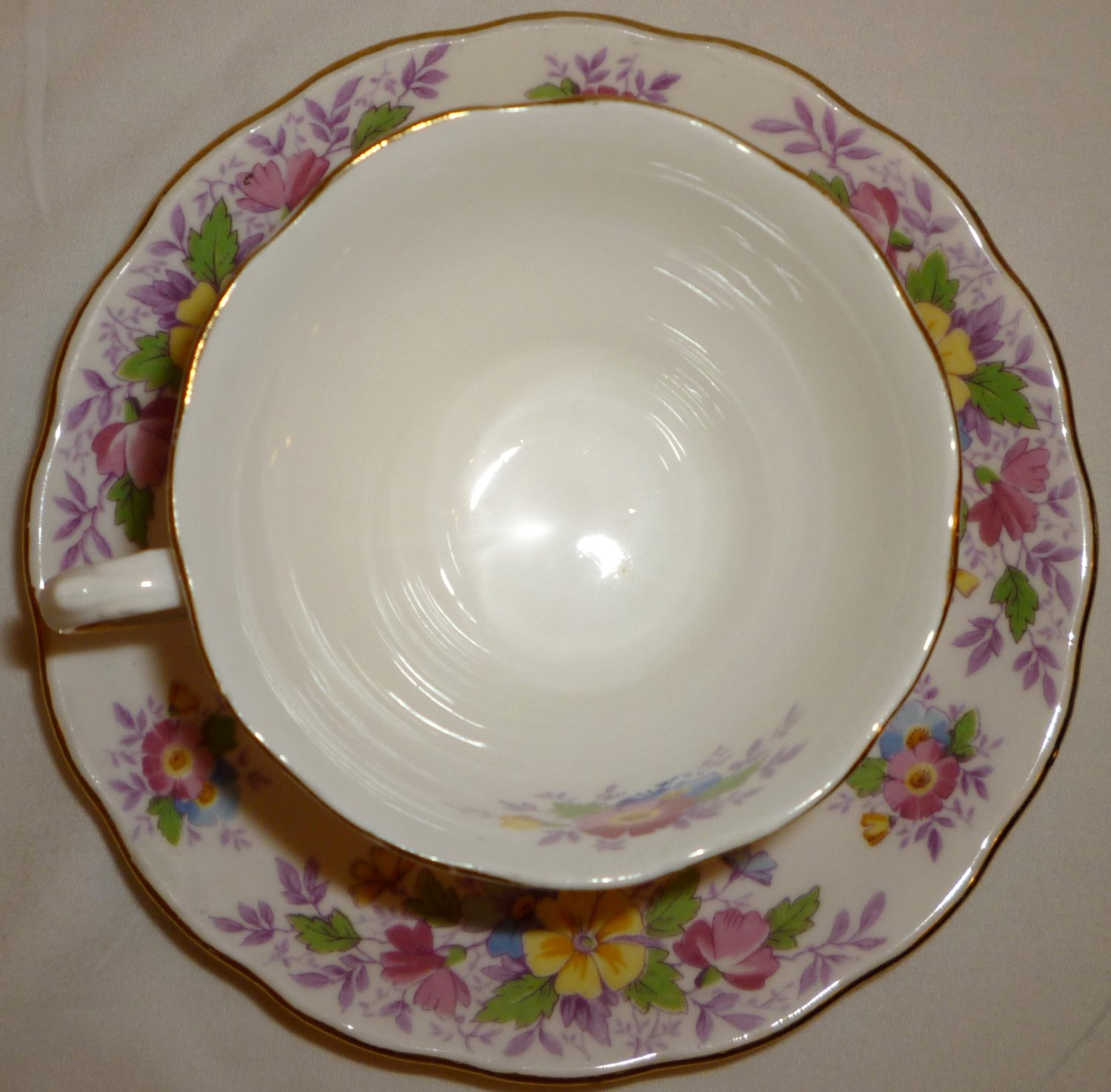 VINTAGE COLCLOUGH GENUINE BONE CHINA LONGTON ENGLAND CUP & SAUCER ...